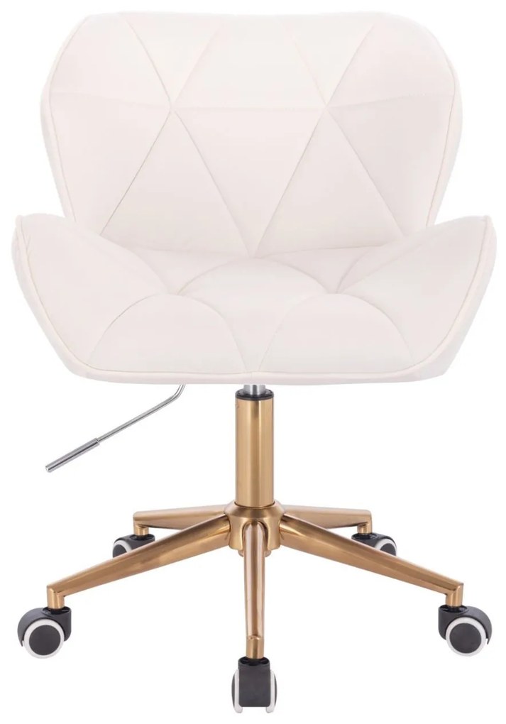 LuxuryForm DESIGN Otočná židle MILANO VELUR na zlaté podstavě s kolečky - bílá