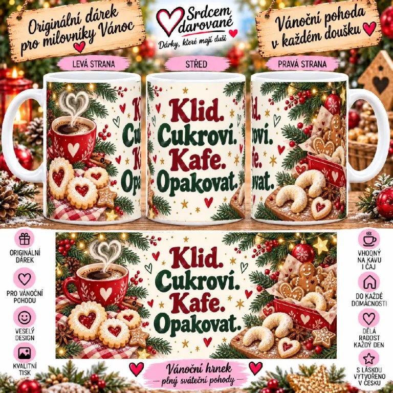 Vánoční hrnek 300 ml – Klid, cukroví a kafe