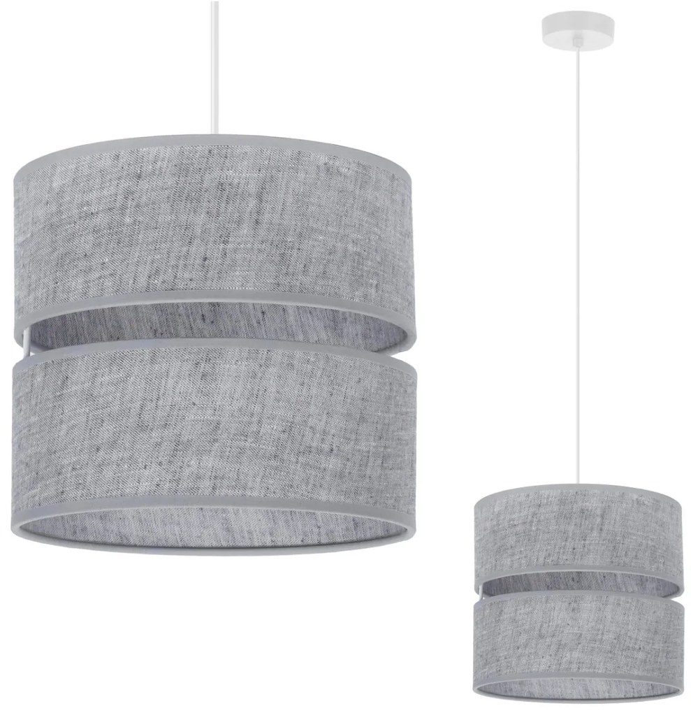 Závěsné svítidlo Jen, 1x šedé textilní stínítko, (fi 20 cm), w