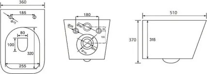 Závěsný set GEBERIT Duofix Basic+ WC mísa Erga Mery+ 51x36 cm + WC sedátko, černá, GEBERIT-MERY-TO2-BK-SET