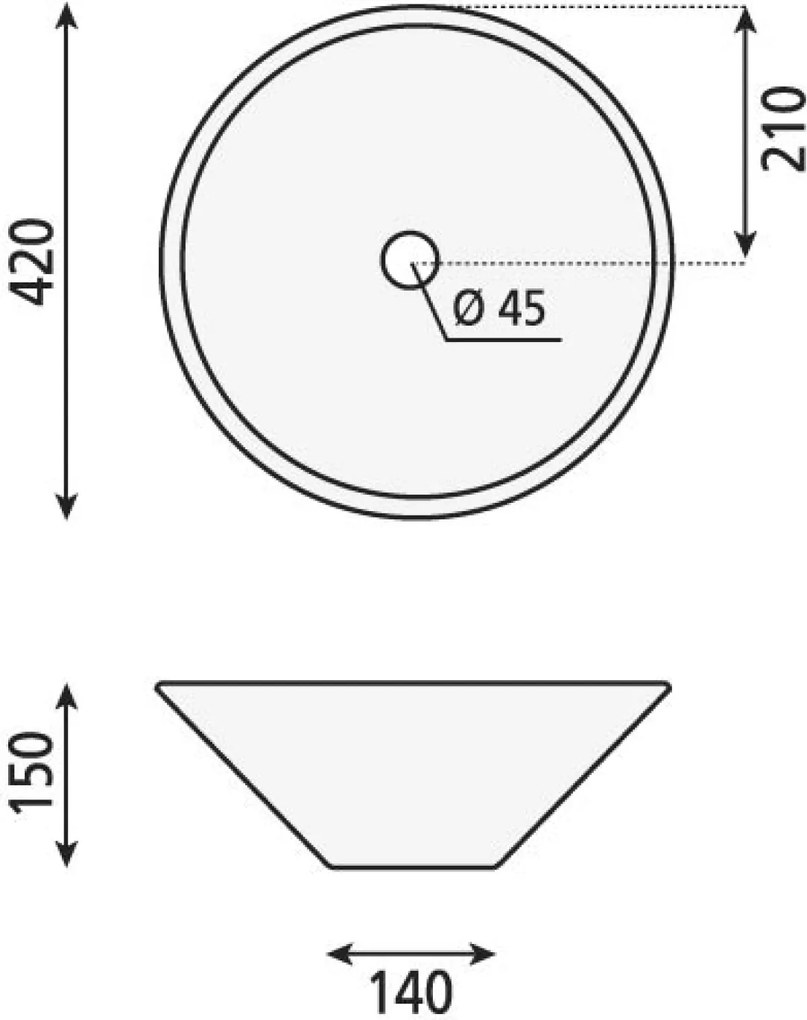 Aqualine Comillas BH7012 keramické umyvadlo 42 x 15 cm na desku