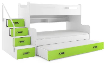 Patrová postel MAX 3 s přistýlkou včetně matrací (Zelená)