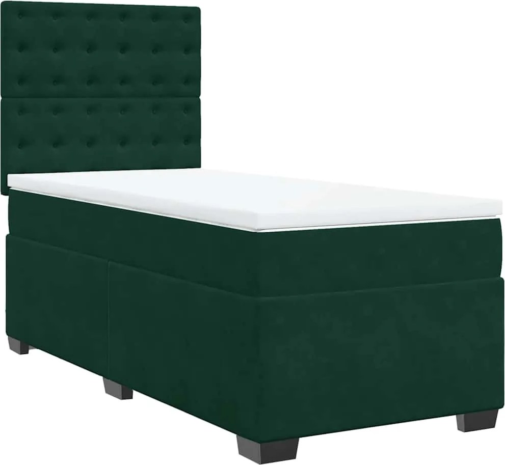 Box spring postel s matrací tmavě zelená 90x200 cm samet 3293125