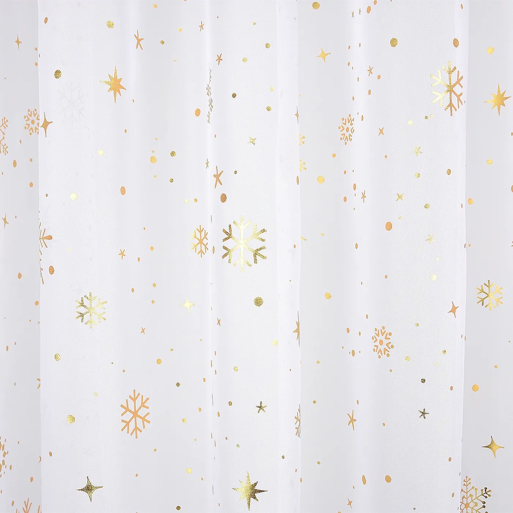 Vánoční dekorační krátká záclona s řasící páskou WINTER TIME bílá/zlatá 400x150 cm MyBestHome