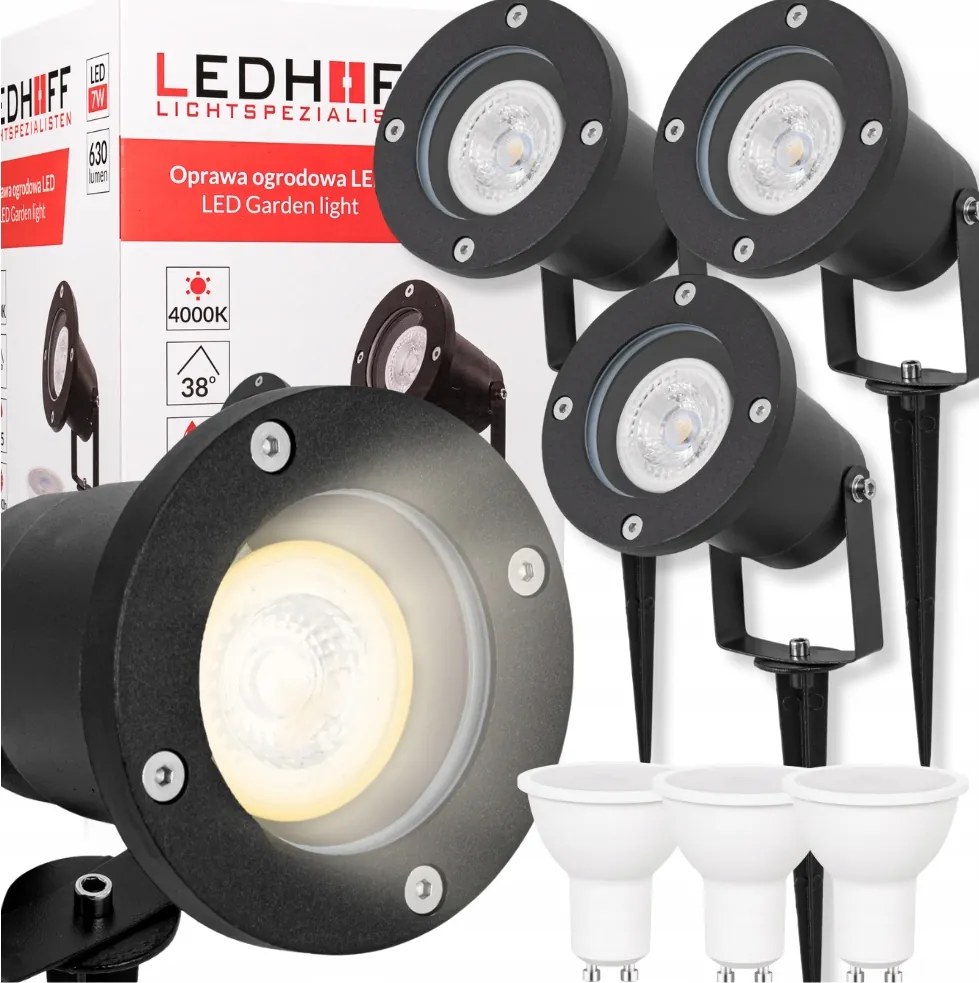 Zahradní lampa Led sloupek zapichovací svítidlo do zahrady venkovní žárovka 7W x3