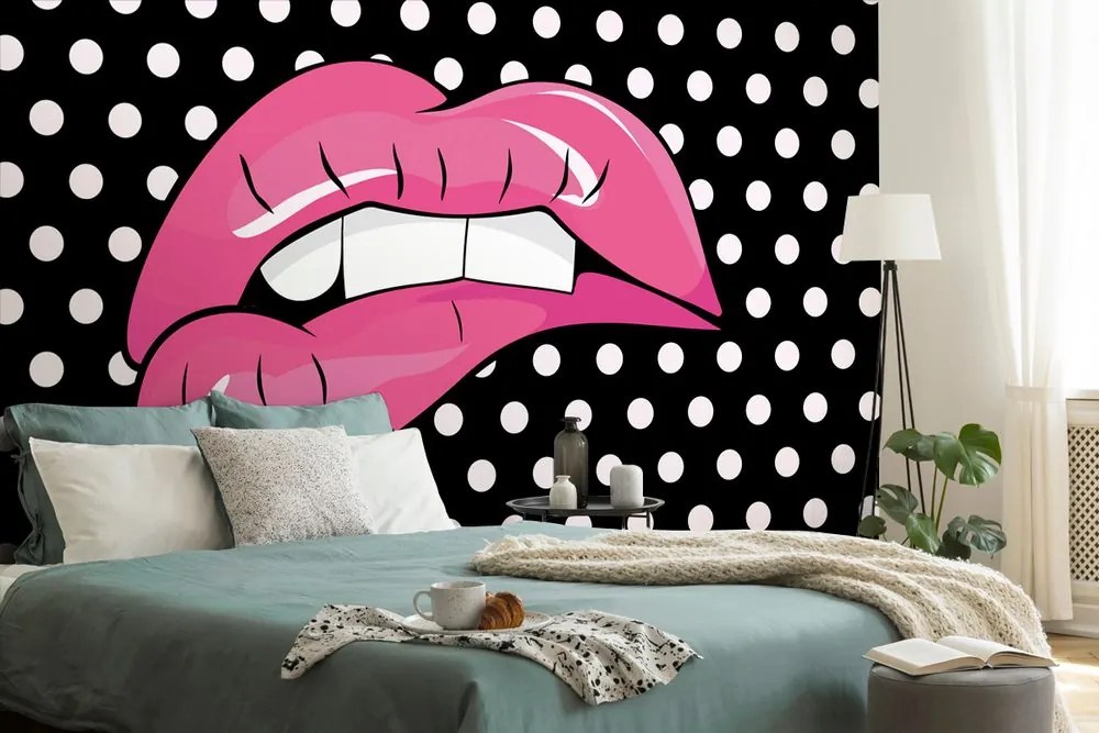 Samolepící tapeta pop art růžové rty