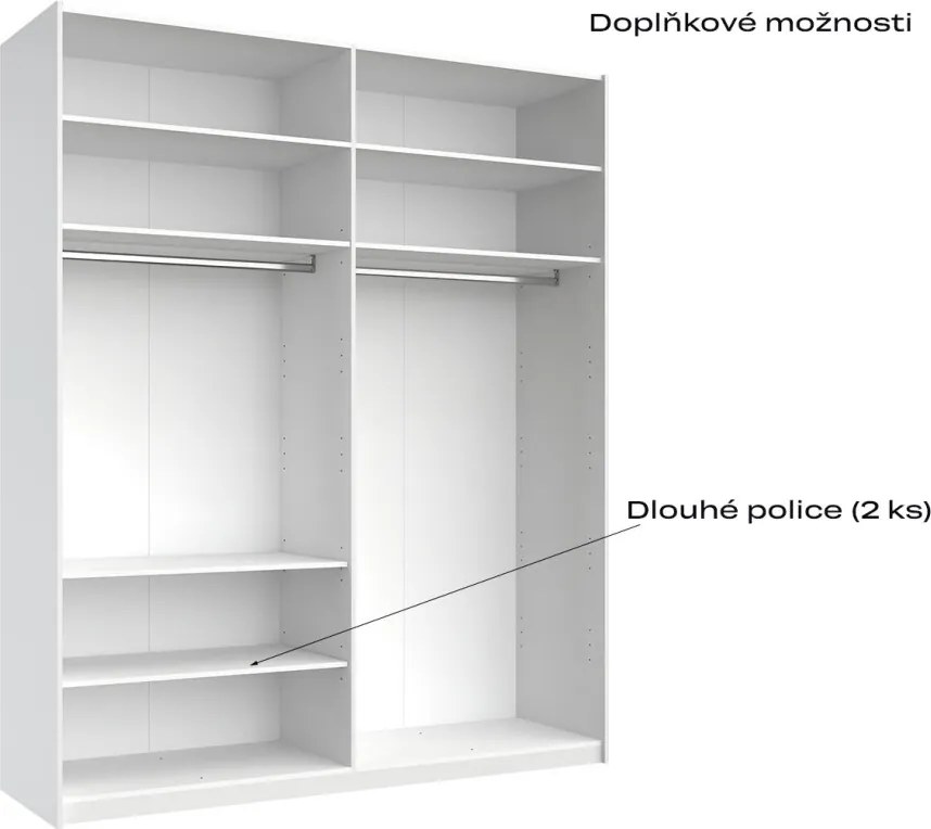 Skříň s posuvnými dveřmi 2,0x2,4m (Dveře Lesklé Bílé), série N Family
