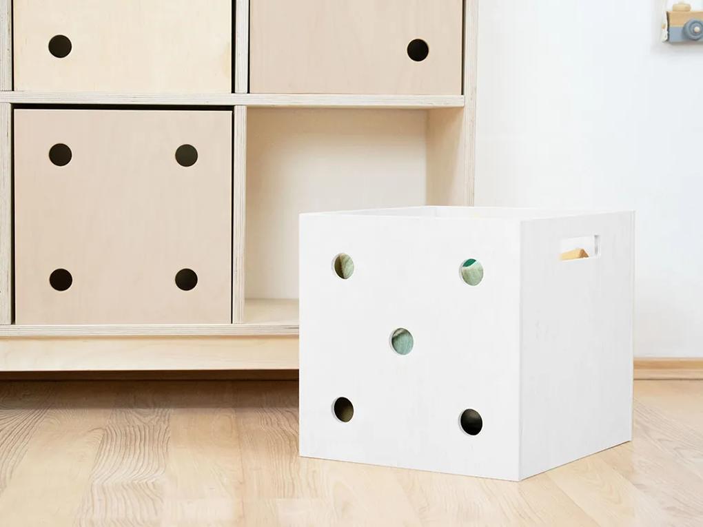 Benlemi Dřevěný úložný box DICE s čísly ve stylu hrací kostky Zvolte barvu: Bílá, Varianta: Jednička
