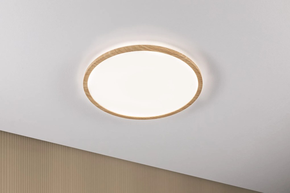 Paulmann 71034 Atria Shine, stropní svítidlo s korónou, 22W LED 4000K, průměr 42cm, dřevěný vzhled, IP44