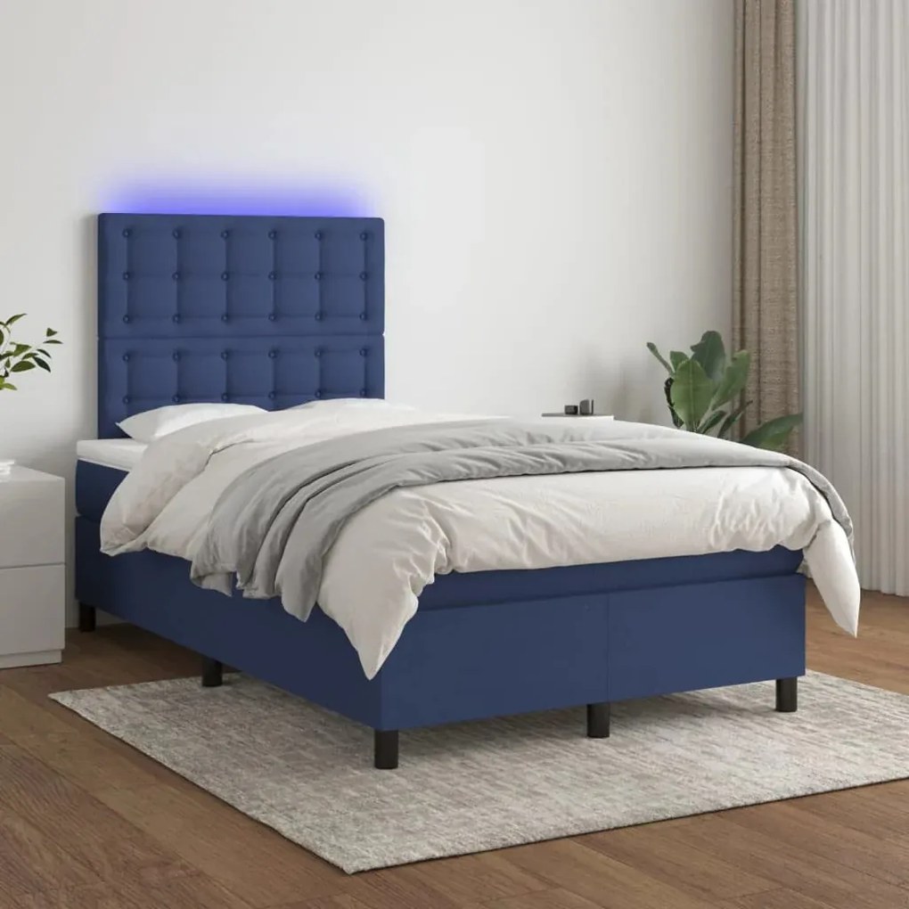 Fionshop 264252828 Box spring postel s matrací a Led modrá 120 x 200 cm t