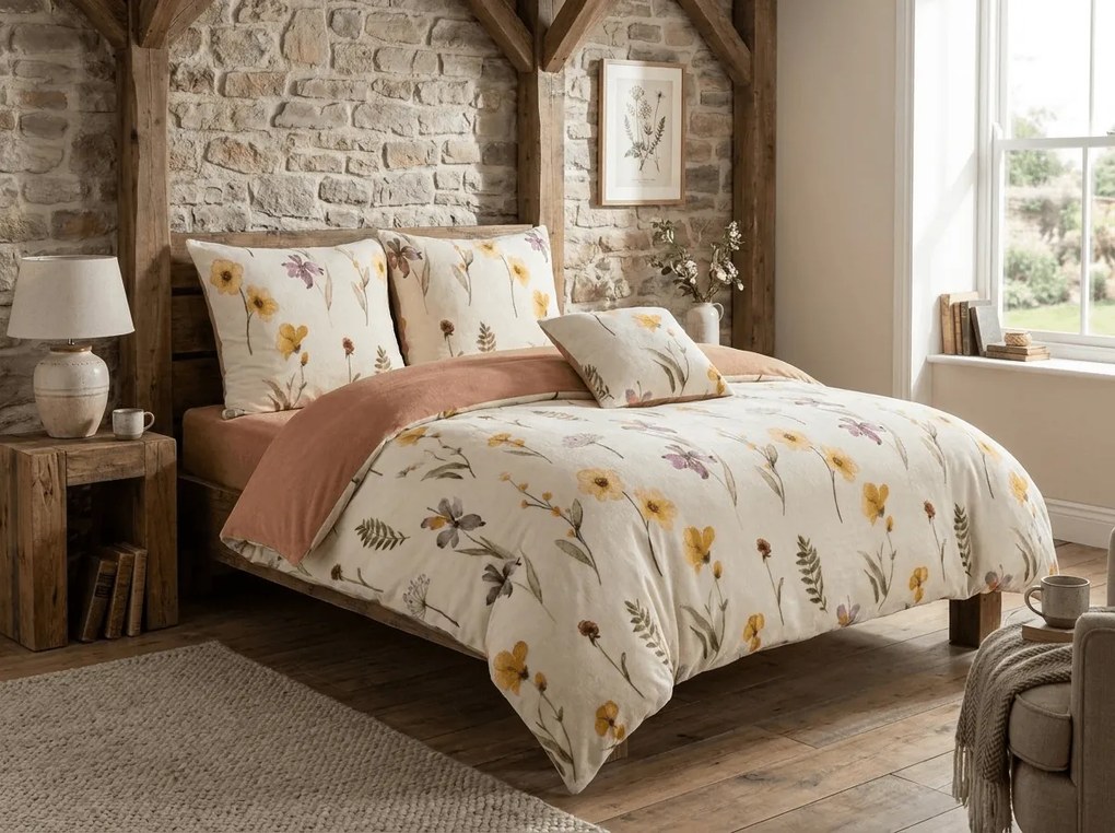 Oboustranné povlečení DUO SENSE WILDELLA krémové mikroplyš/flanel Rozměr povlečení: 2 ks 70 x 90 cm | 200 x 220 cm