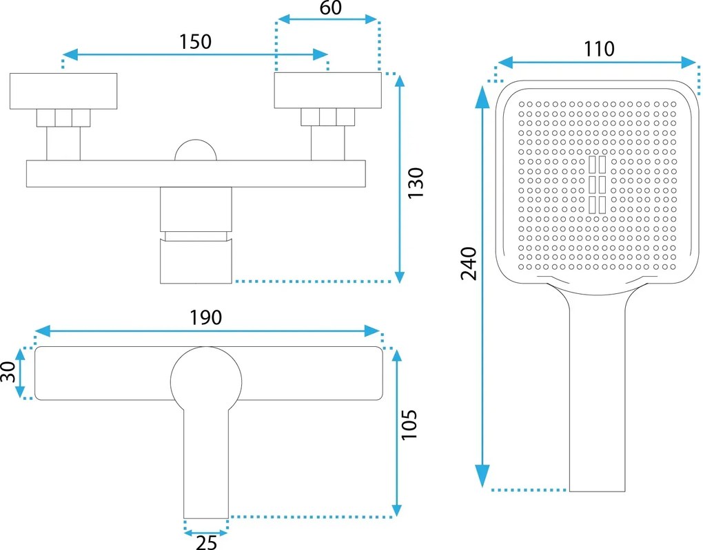 Nástěnná sprchová baterie REA ARGUS, kartáčovaná měď