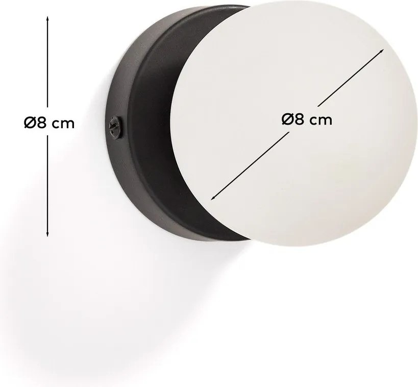 Bílé/černé kovové nástěnné svítidlo ø 8 cm Brisia – Kave Home