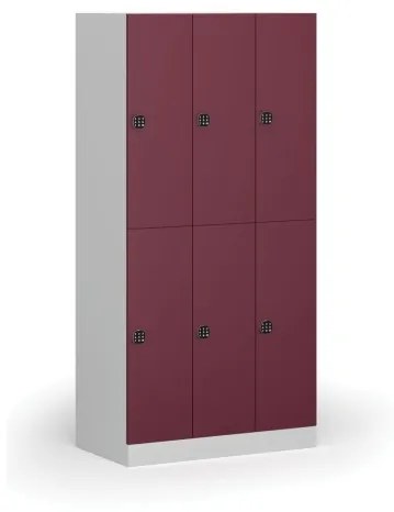 Šatní skříňka s úložnými boxy, 6 boxů, 1850 x 900 x 500 mm, kódový zámek, červené dveře