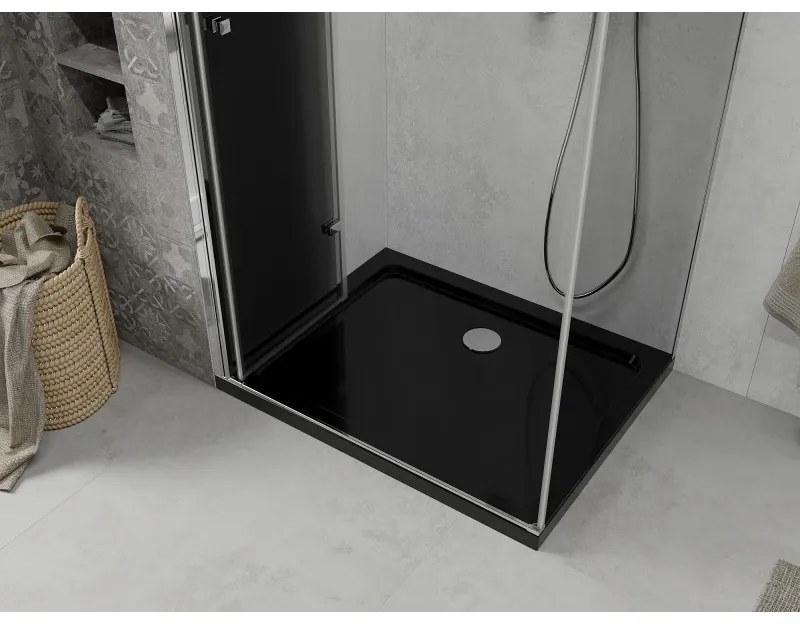 Mexen Lima skládací sprchový kout 90 x 120 cm, Grafitově černá, Chromovaná + sprchová vanička Flat, Černá - 856-090-120-01-40-40