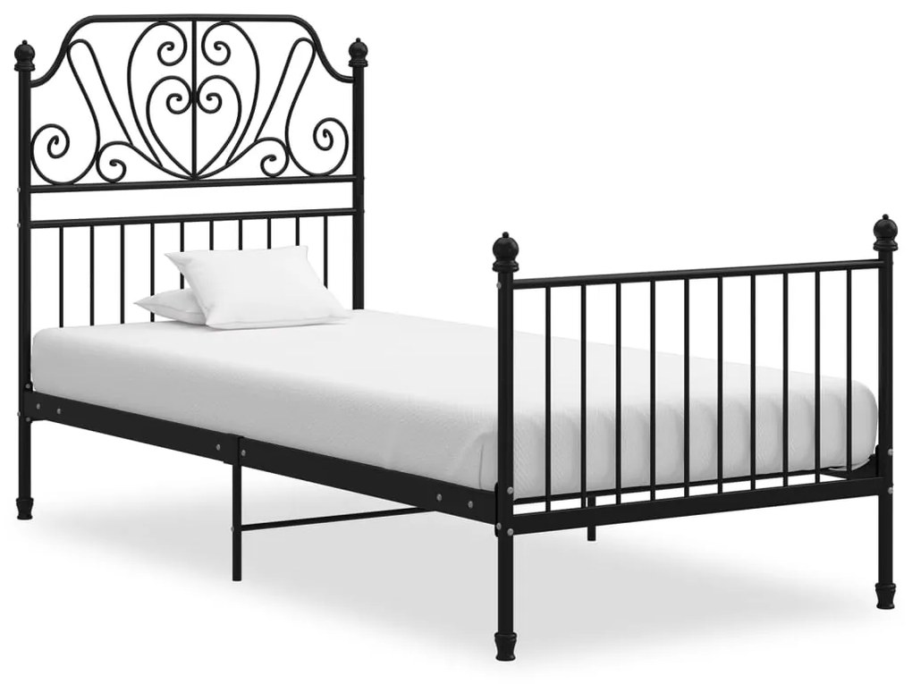 324841 vidaXL Rám postele černý kov 90 x 200 cm