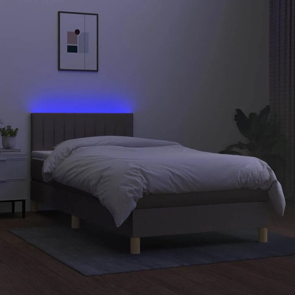 Box spring postel s matrací a LED taupe 100x200 cm textil 3133857