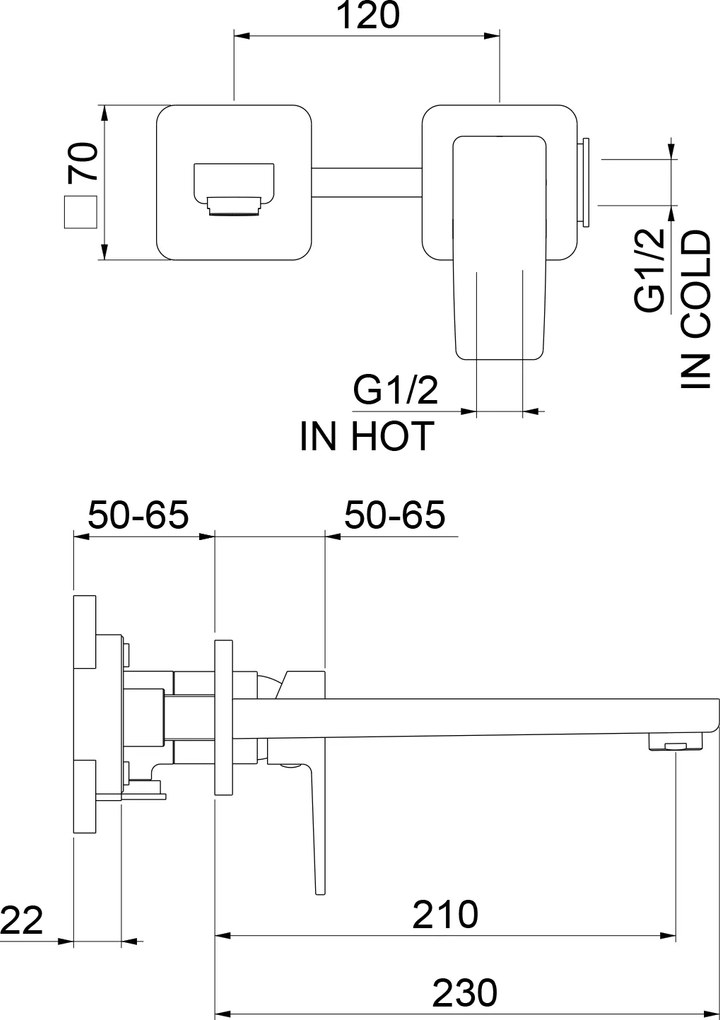Sapho TURSI podomítková dvouprvková umyvadlová baterie černá mat TI018B