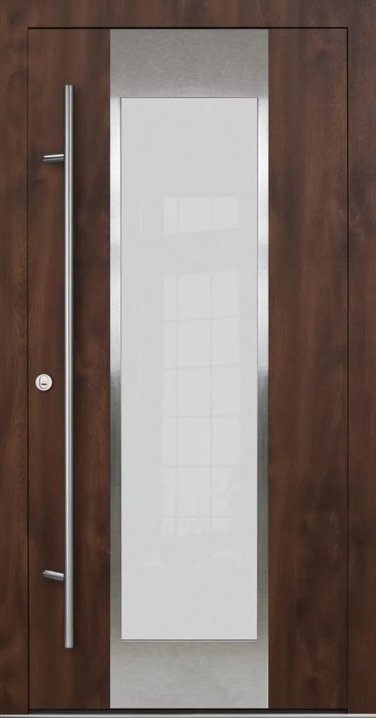 FM Turen - Feldmann & Mayer Vchodové dveře s ocelovým opláštěním FM Turen model DS08 Orientace dveří: Levé, otevírání dovnitř, Dekor: Ořech, Standardní rozměr dveří včetně rámu: 98 cm x 208 cm - vnější rozměr rámu