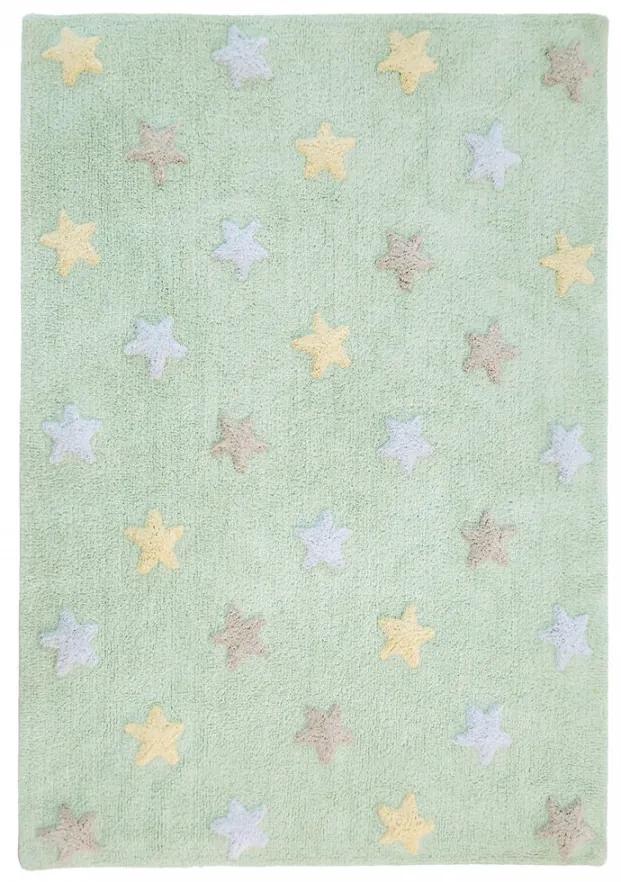 Hans Home | Bio koberec kusový, ručně tkaný Tricolor Stars Soft Mint