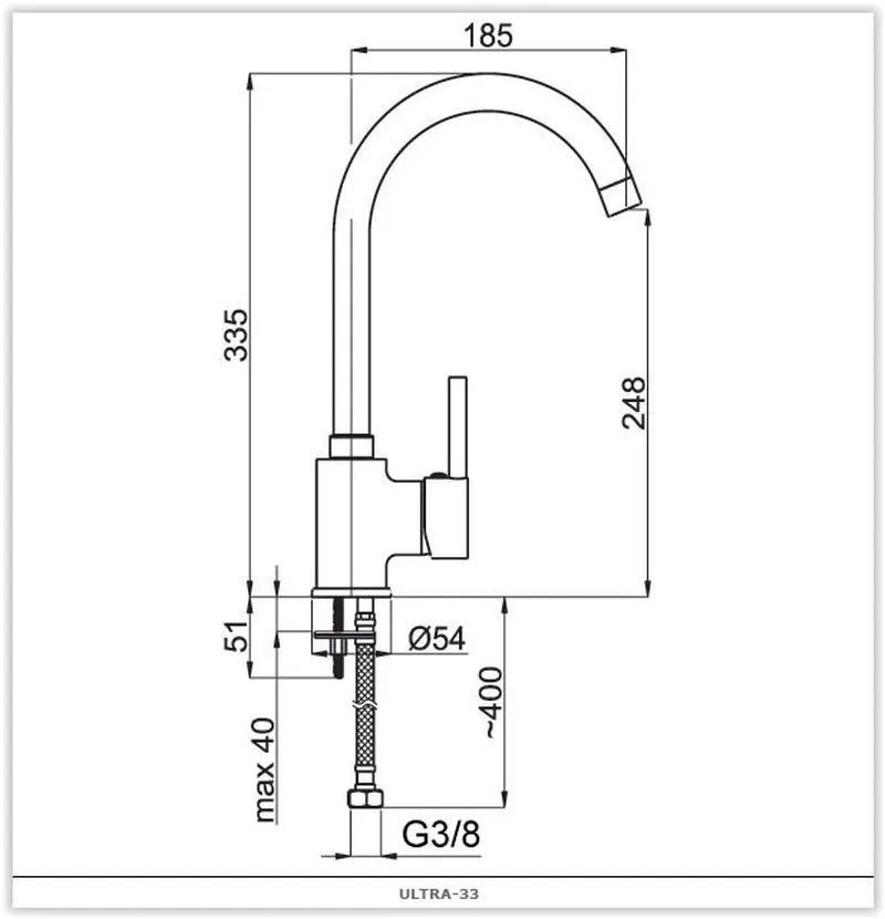 Rubineta Dřezová baterie ULTRA-33 Černá OLBAU33BK