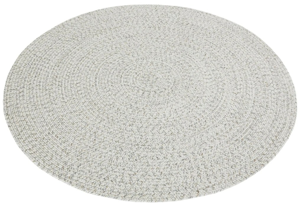 Hanse Home, Kusový koberec Braided 105553 Light Melange kruh – na ven i na doma, 150x150 (průměr) kruh, bílá, chodba / předsíň