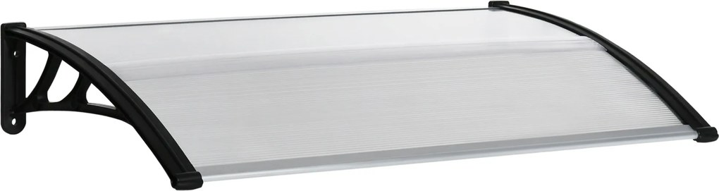 Outsunny Polykarbonátová a hliníková stříška pro balkóny, okna a dveře, venkovní markýza s PP podporou, 110x60x18cm, Transparentní | Aosom