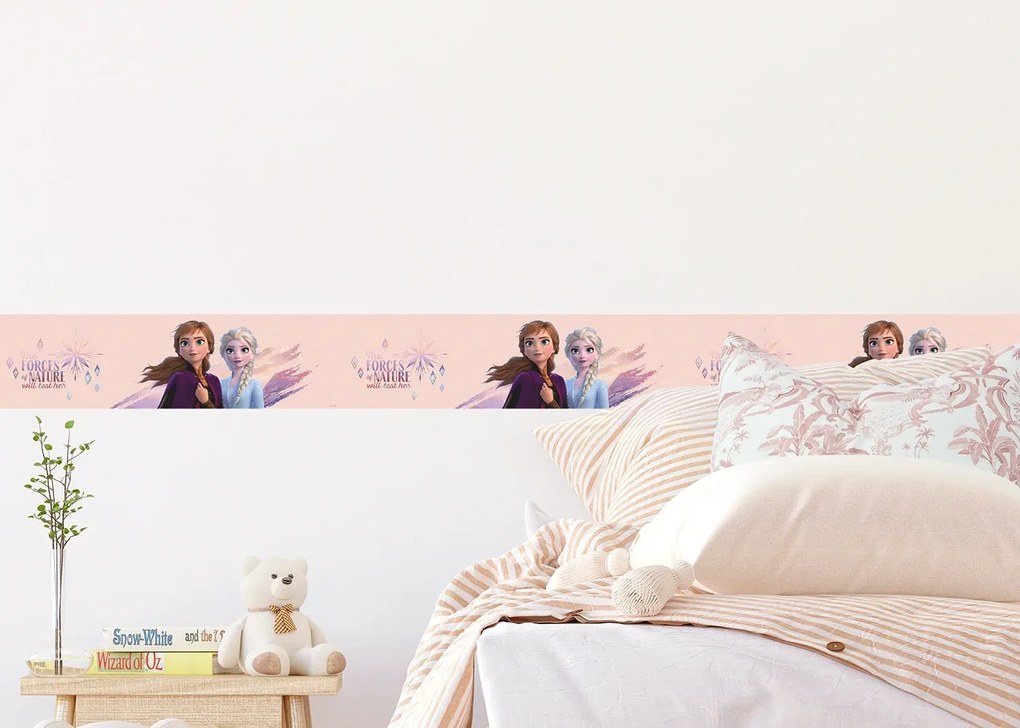 Dětská samolepící bordura na zeď Sestry z Ledového Království, Disney | 5 m x 13.8 cm | DWBD8111