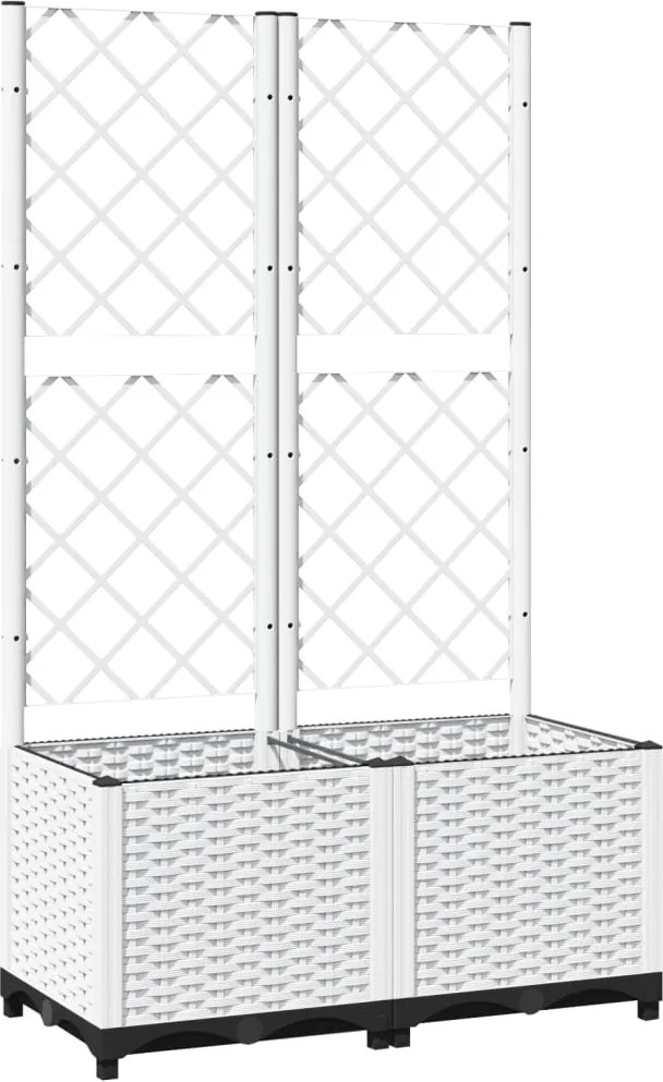 Zahradní truhlík s treláží bílý 80 x 40 x 136 cm PP 153282