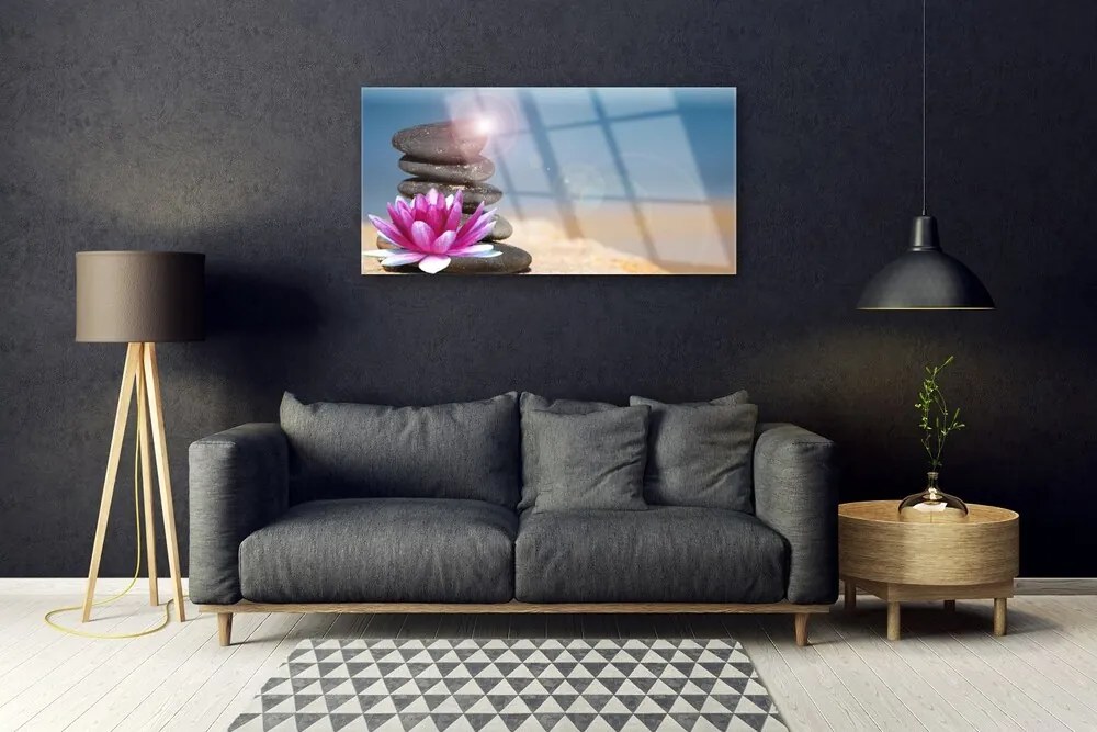 Obraz na skle Kameny Květ Umění 120x60 cm