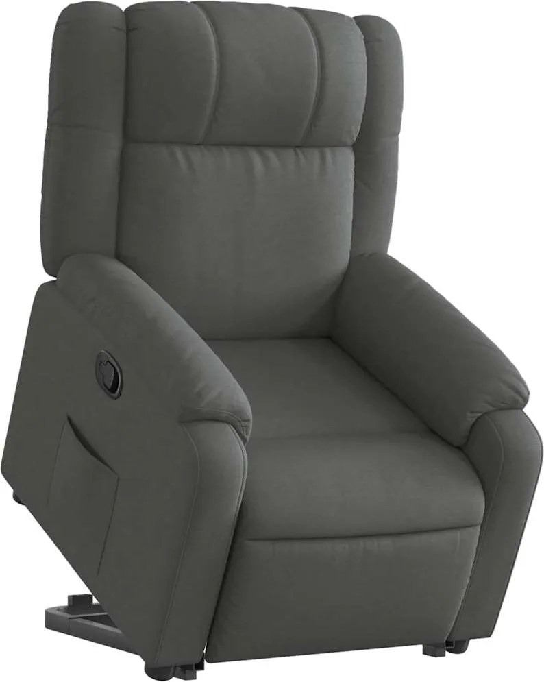 Zvedací polohovací křeslo tmavě šedé textil 3205203
