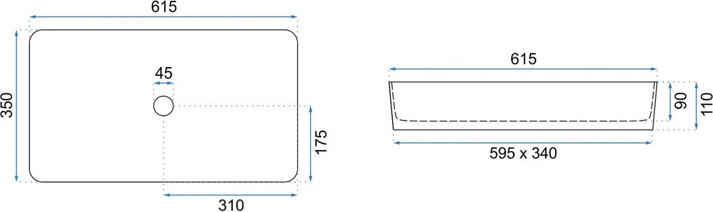 Rea Denis Black Stone umyvadlo, 62 x 35 cm, černá, REA-U6510