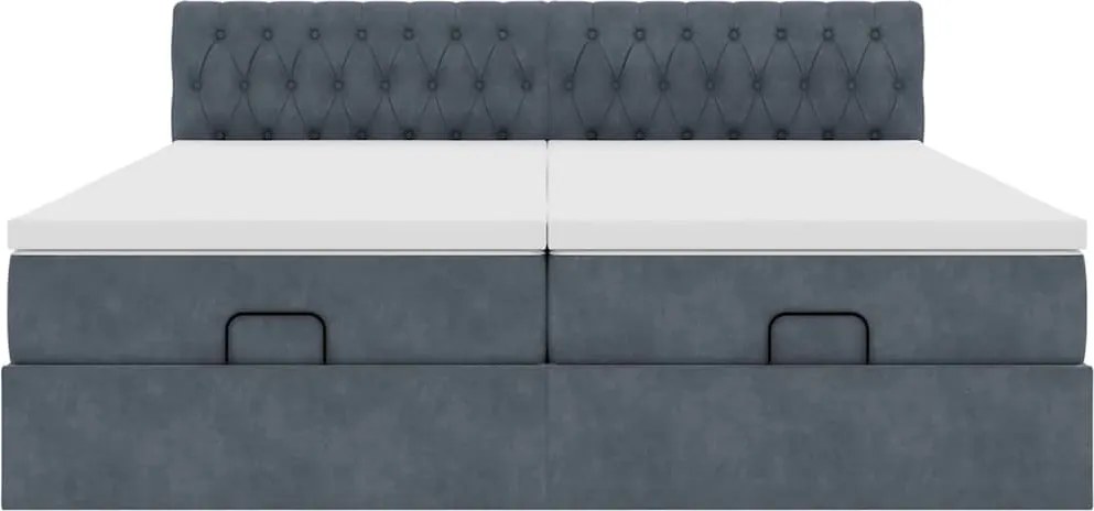 Osmanský rám postele s matrací tmavě šedý 200x200cm samet 3312099