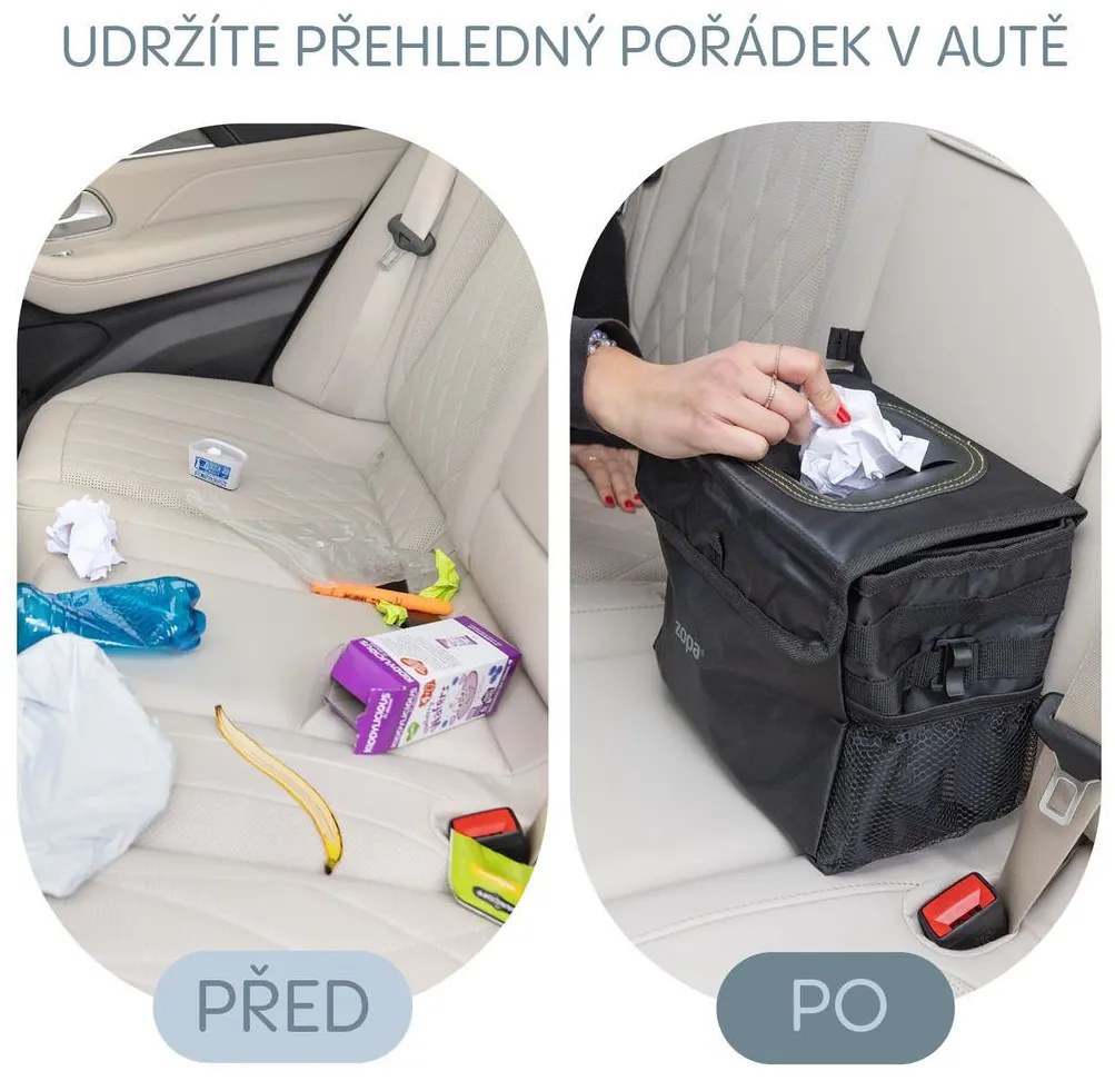 Zopa Odpadkový koš do auta vodotěsný s víkem black