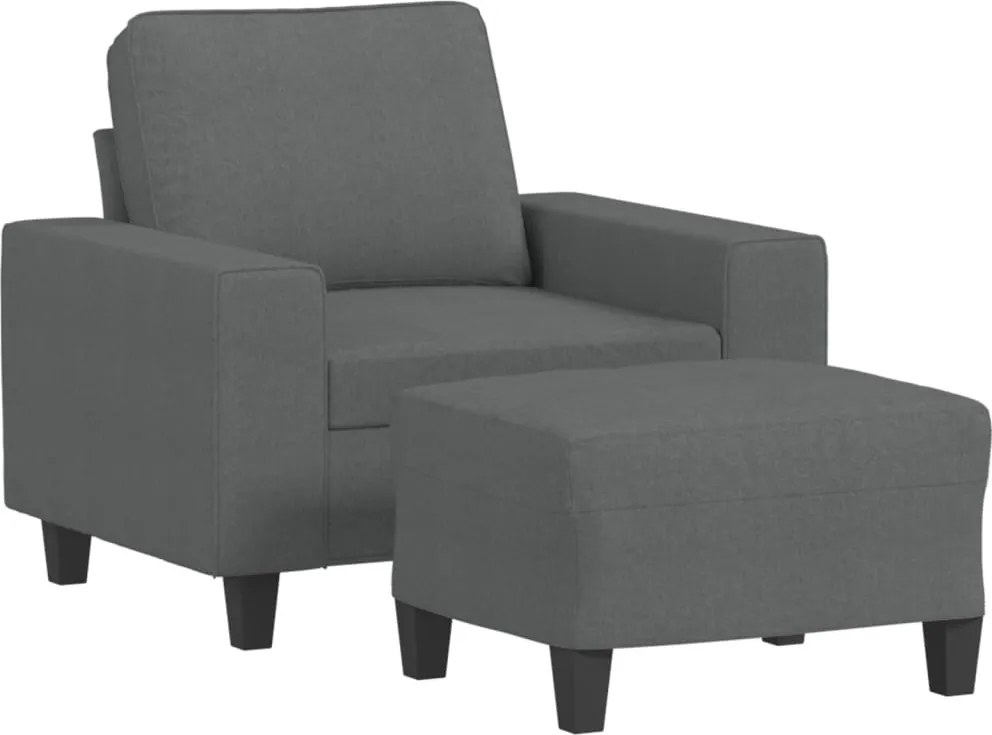 Křeslo s podnožkou tmavě šedé 60 cm textil 3201144