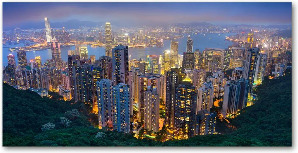 Moderní skleněný obraz z fotografie Noční Hongkong