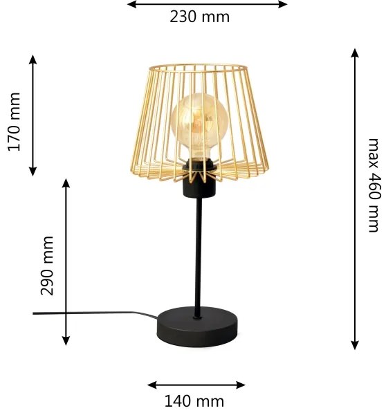 Stolní lampa TORRI 1xE27/15W/230V zlatá/černá