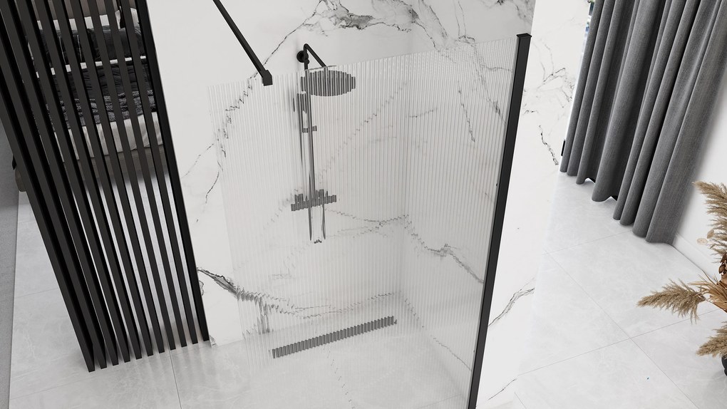 Rea Aero Intimo, sprchová zástěna 100x200 cm, 8mm čiré sklo, černý profil, REA-K4121
