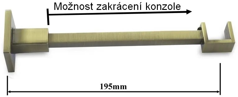 Garnýž kovová 230 cm jednořadá 20x20 Azur starozlatá