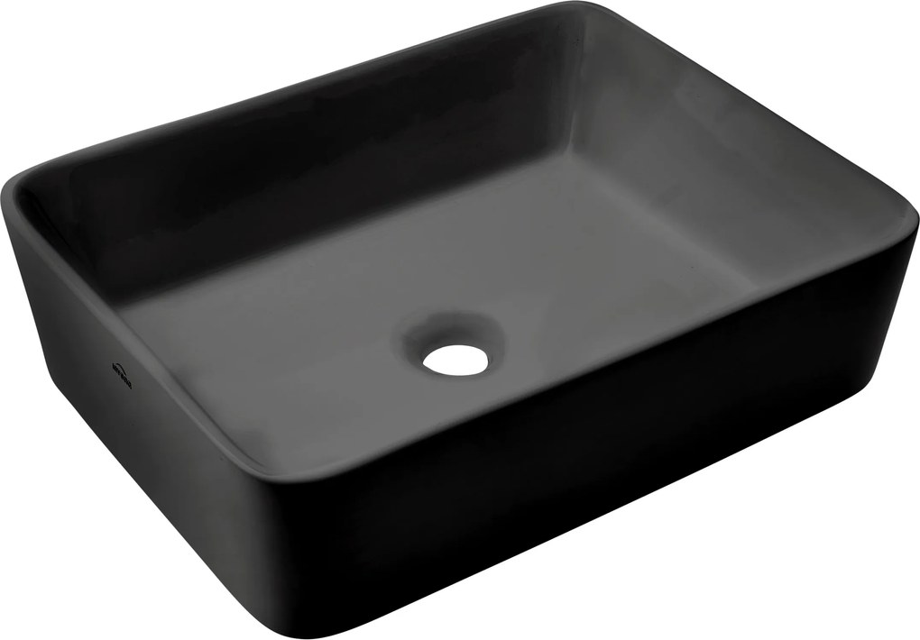 Invena Paro, keramické umyvadlo na desku 47,5x37,5x14,5 cm, černá matná, INV-CE-36-005-C