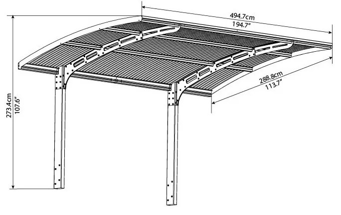 Palram Arizona 5000 hliníkový přístřešek pro auto s obloukovou střechou