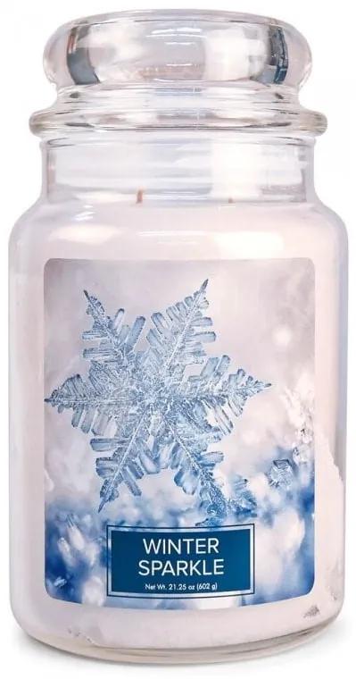 VILLAGE CANDLE Svíčka Village Candle - Winter Sparkle 602g, bílá barva, stříbrná barva, sklo, vosk