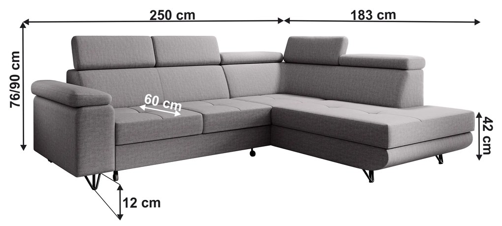 Kondela Rozkládací sedací souprava, světle šedá, pravá, JOGI ROH