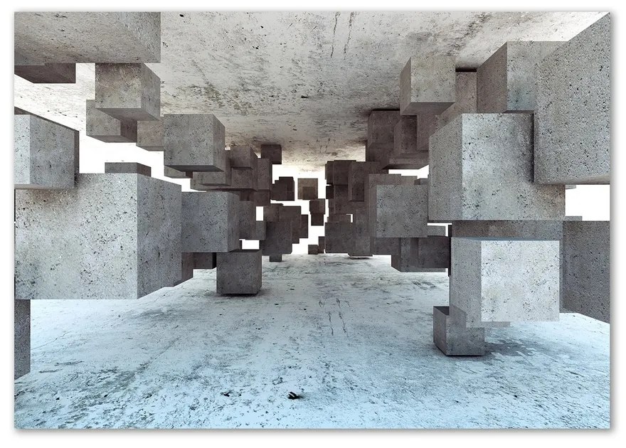 Wallmuralia Fotoobraz skleněný na stěnu do obýváku Kvádry v betonu 100x70 cm