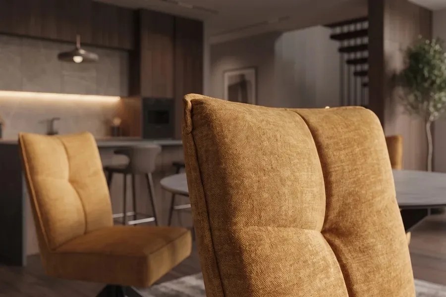Designová otočná židle Narayan hořčicový samet