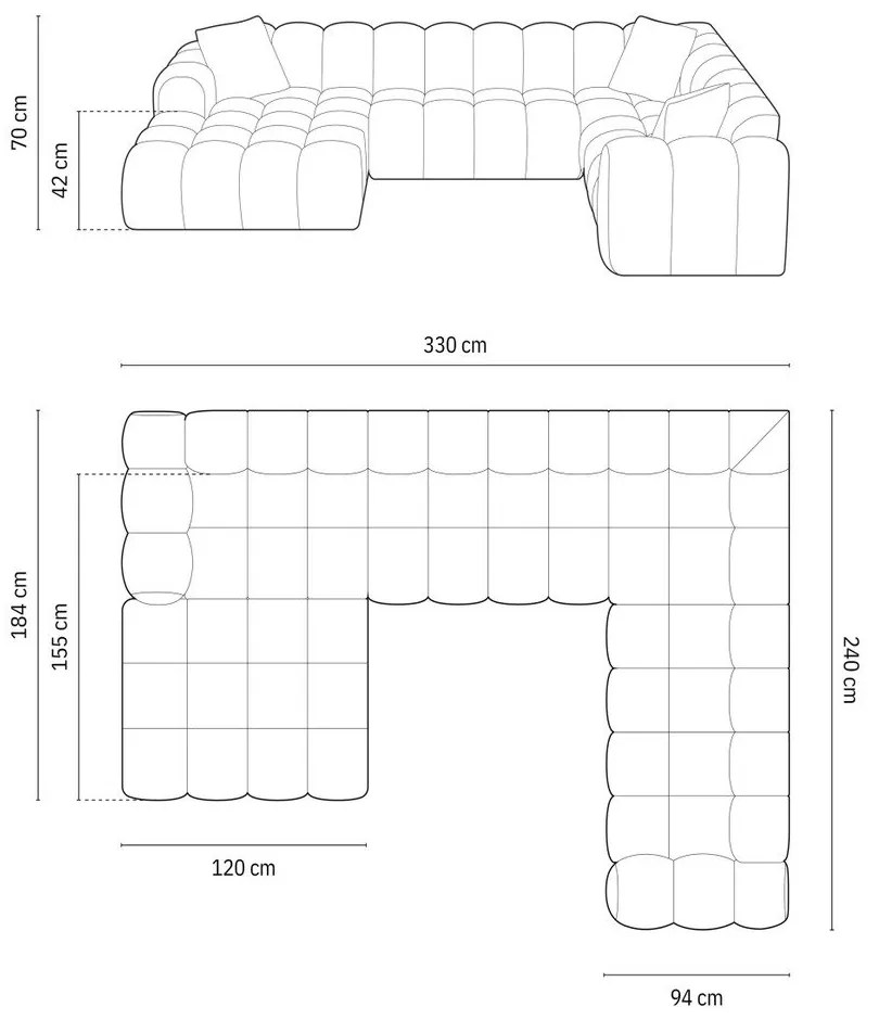 Světle hnědá žinylková rohová pohovka (pravý roh/do "U") Treno – Cosmopolitan Design