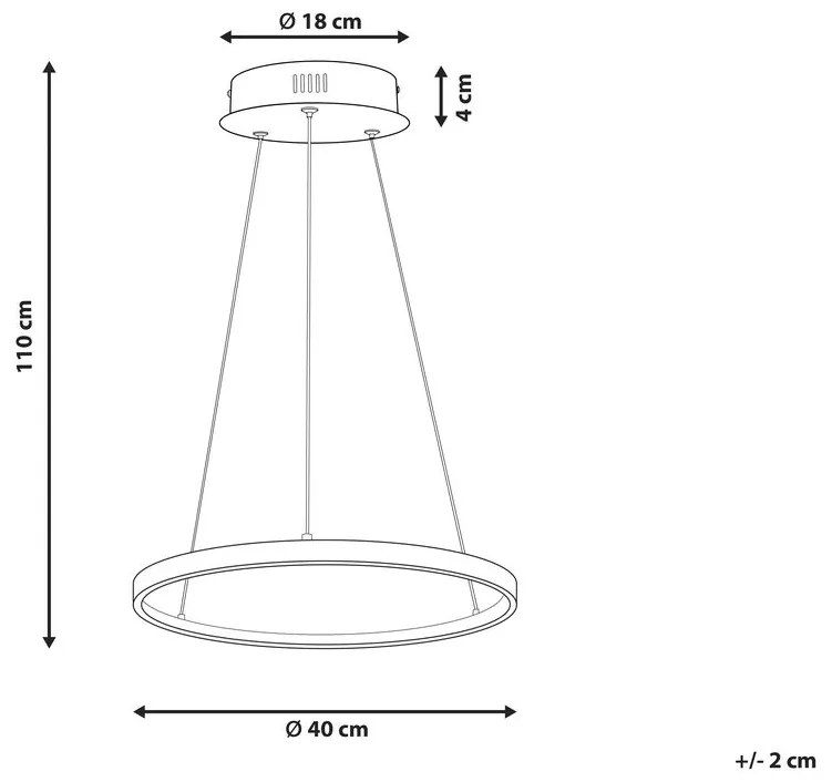 Závěsná LED lampa kovová ø 40 cm stříbrná JORDAN Beliani