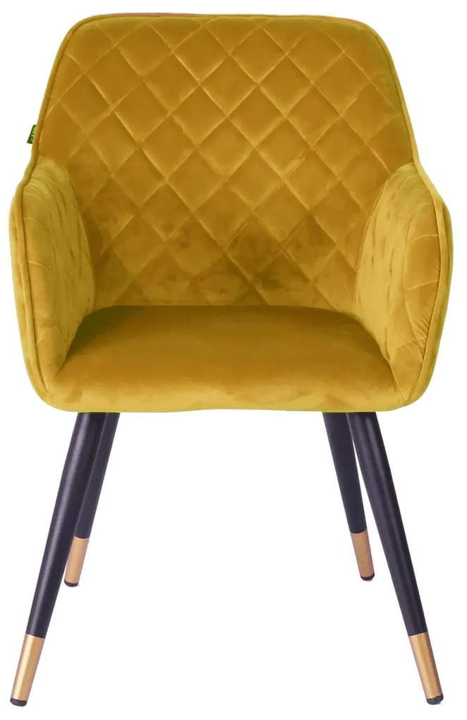 Sametově žlutá jídelní židle Davanti - 50*58*86 cm