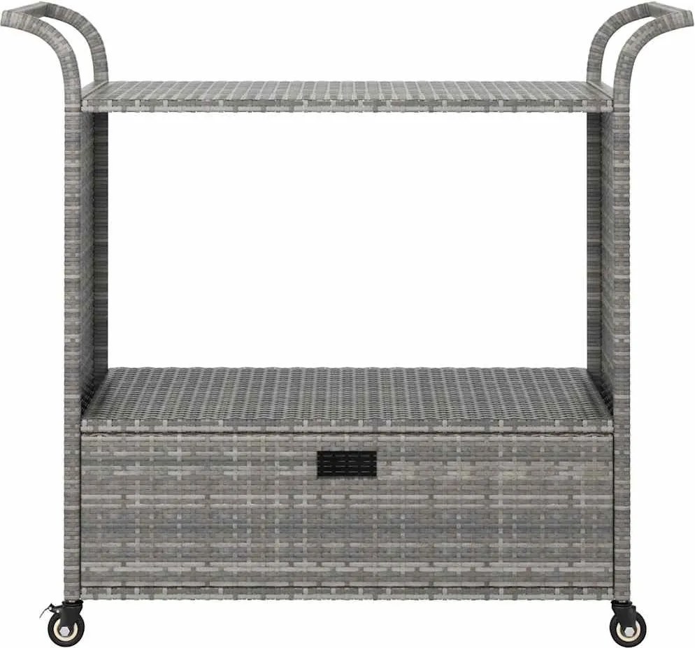 Barový vozík se zásuvkou šedý 100 x 45 x 97 cm polyratan 316664