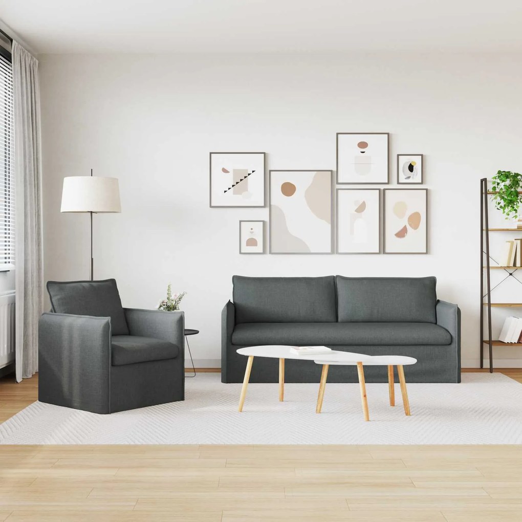 Set pohovek 2 ks Tmavě šedá Textil 3407612